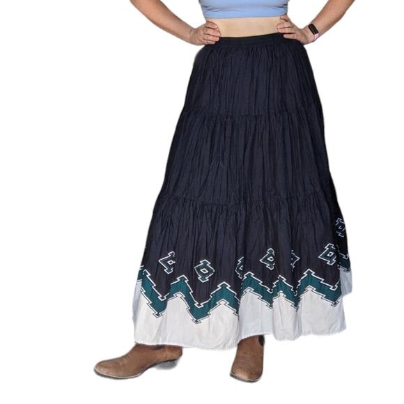 Vintage | Skirts | Vintage Roper Western Cowgirl Tiered Maxi Skirt ...